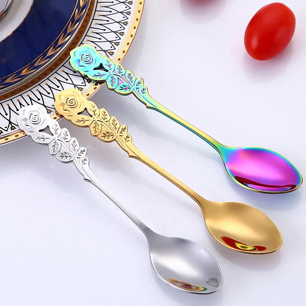 1PC-Stainless-Steel-Rose-Flower-Handle-Spoon-Mini-Coffee-Tea-Stirring ...
