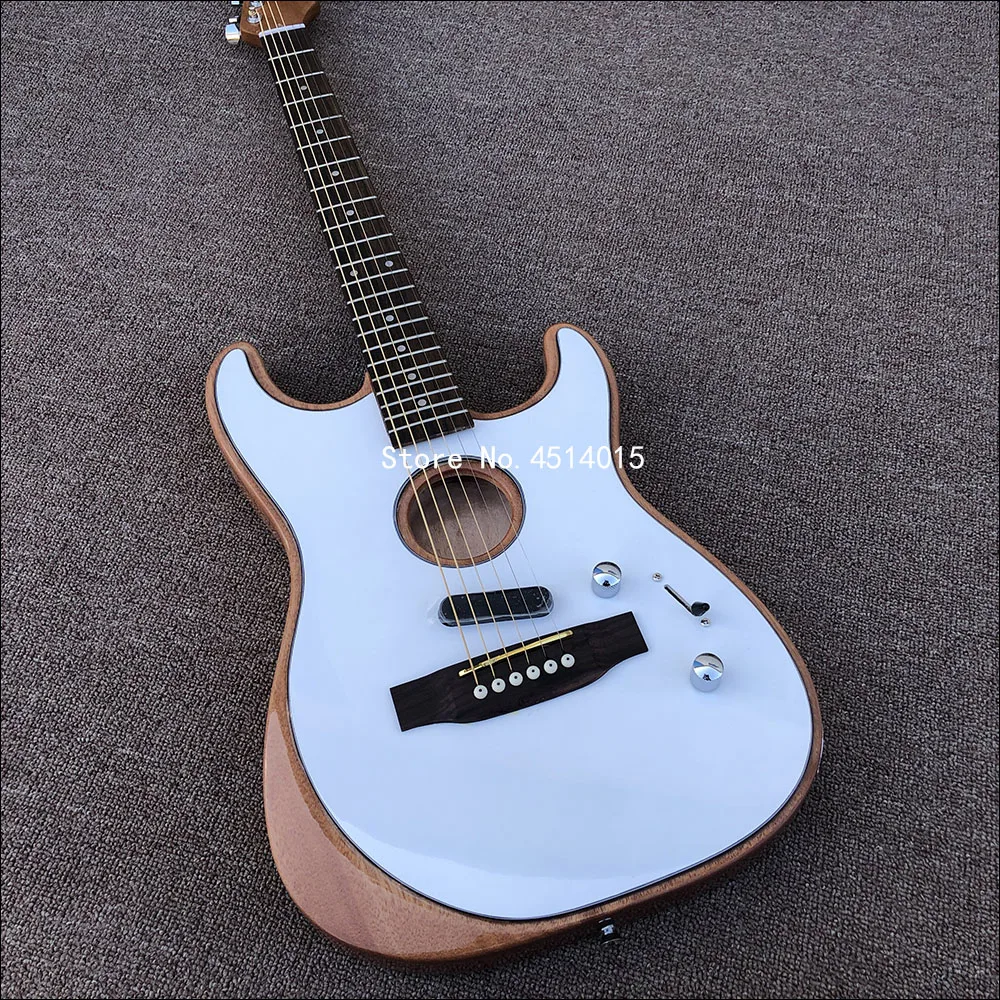 Spot 6 string electric guitar half empty core guitar, white paint ...