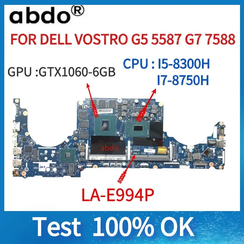 FOR DELL VOSTRO G5 5587 G7 7588 Laptop Motherboard. CPU i5-8300H i7 ...