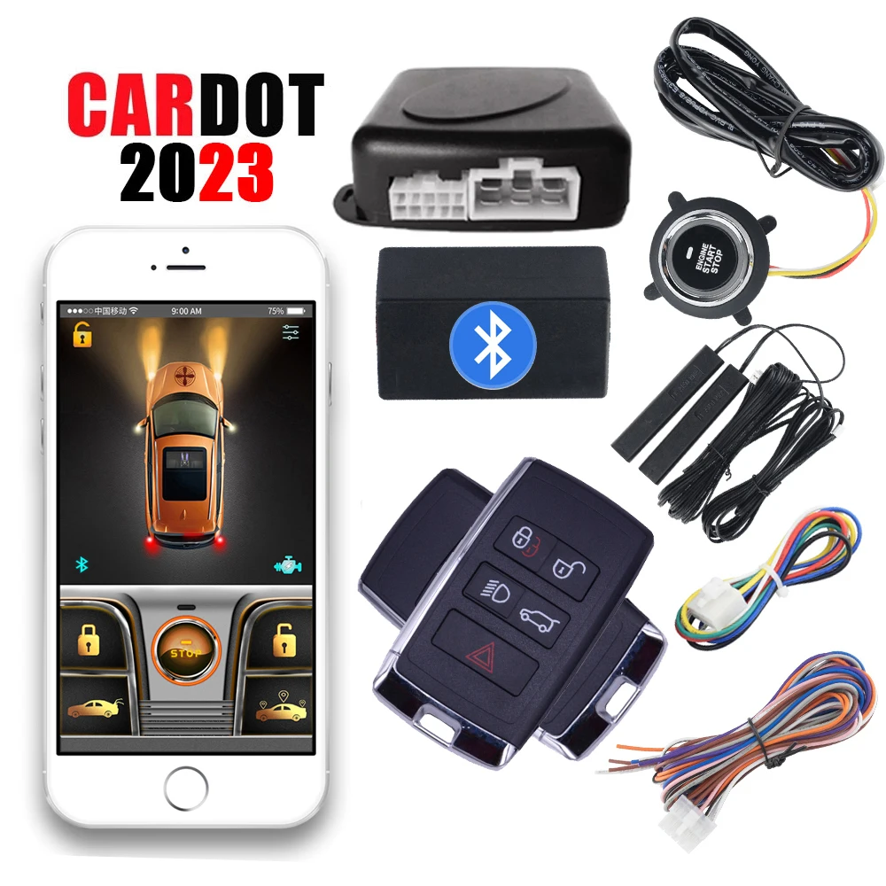 Cardot Lcd Chave Inteligente Alarme De Carro Botão De Parada Partida Do ...