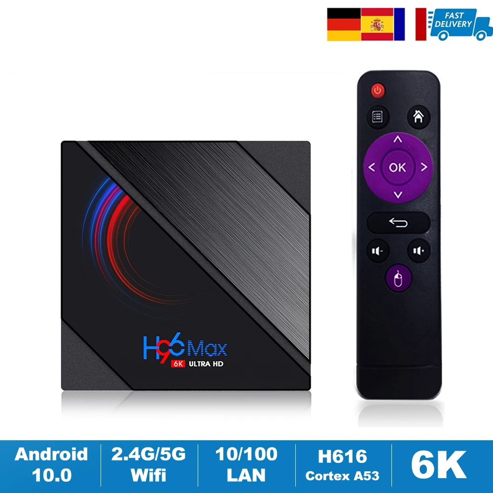 Dispositivo de TV inteligente H96 MAX H616, decodificador con Android 10,0, Allwinner H616, Wifi ...