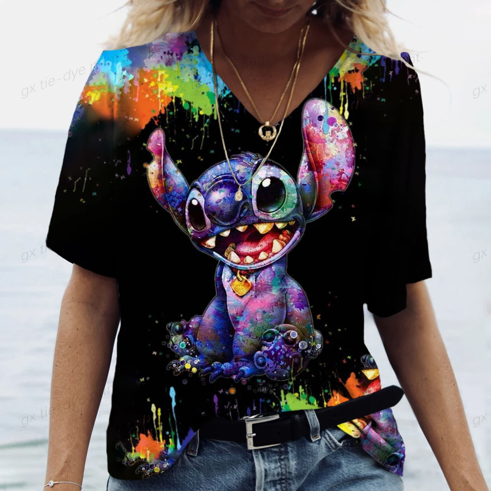 Camiseta-con-estampado-de-Disney-Stitch-para-mujer-ropa-b-sica-informal ...