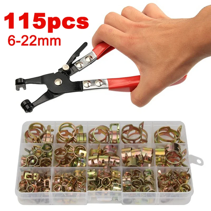 115-PCS-6-22mm-Spring-Hose-Clamps-Manual-Pliers-Zinc-Plated-Gas-Water ...