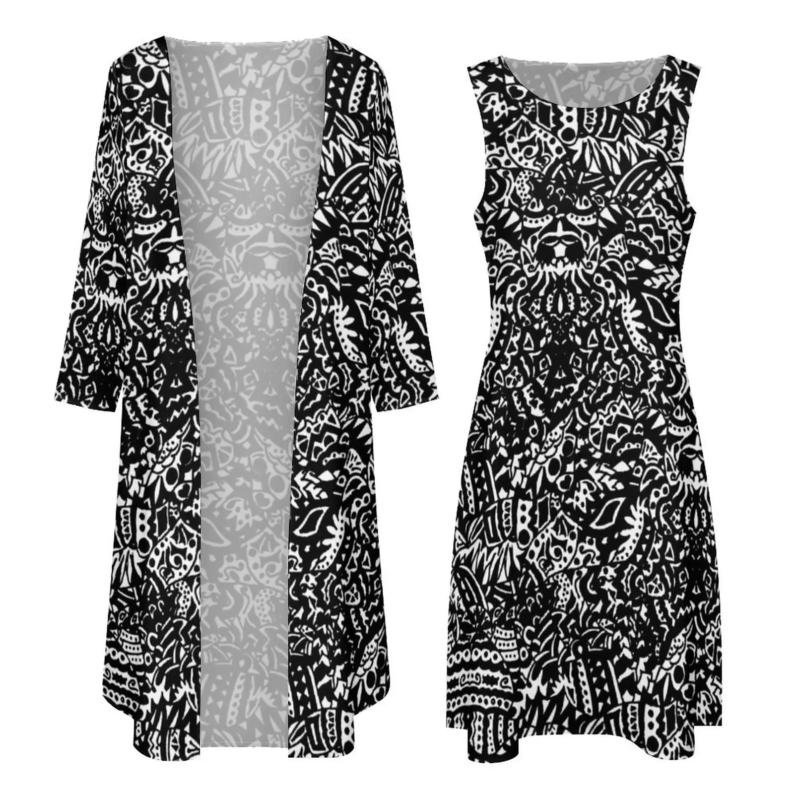 Black And White Tribal Print Dress Outfit