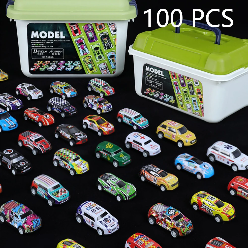 100pcs-Alloy-Racing-Cars-Iron-Sheet-Return-Cars-Storage-Bucket-Rare ...