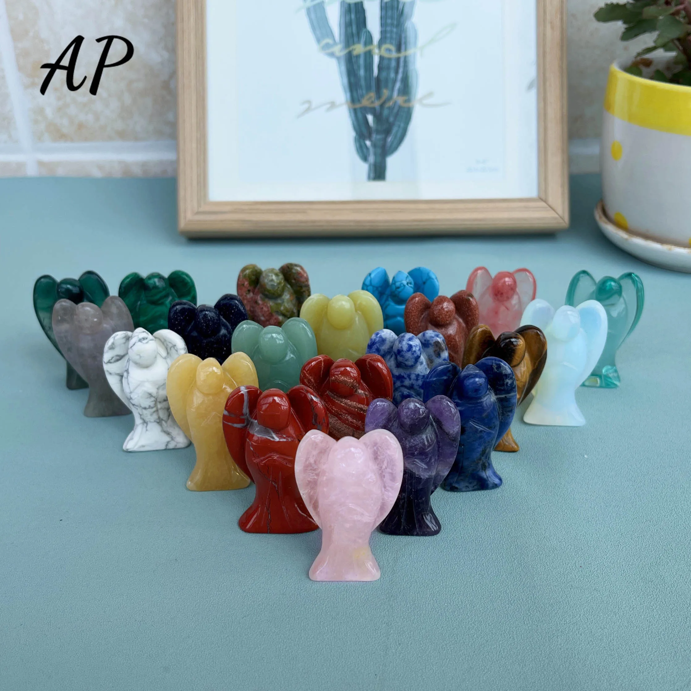 2 Inch Crystals Angel Carving Rose Quartz Peace Angel Statue Healing ...