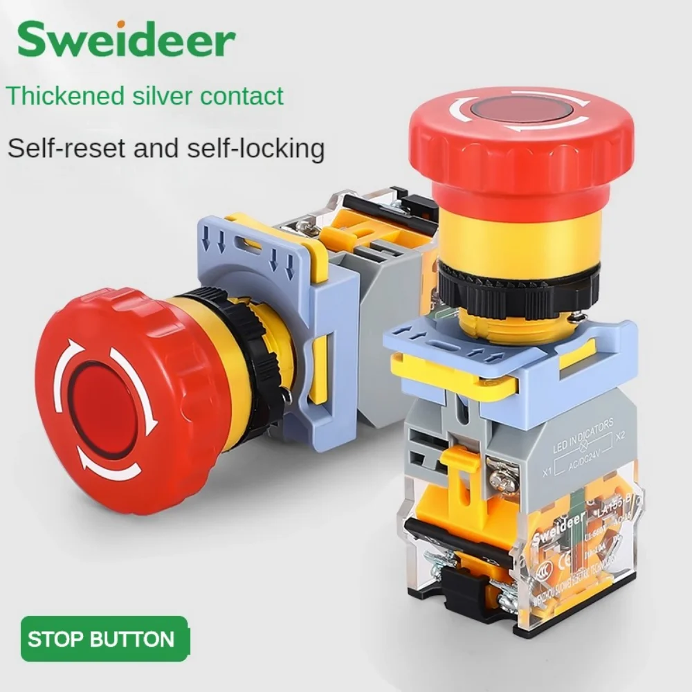 Emergency-Stop-Push-Button-Switch-with-Light-22mm-Button-Mushroom-Head-Self-Locking-Latching ...
