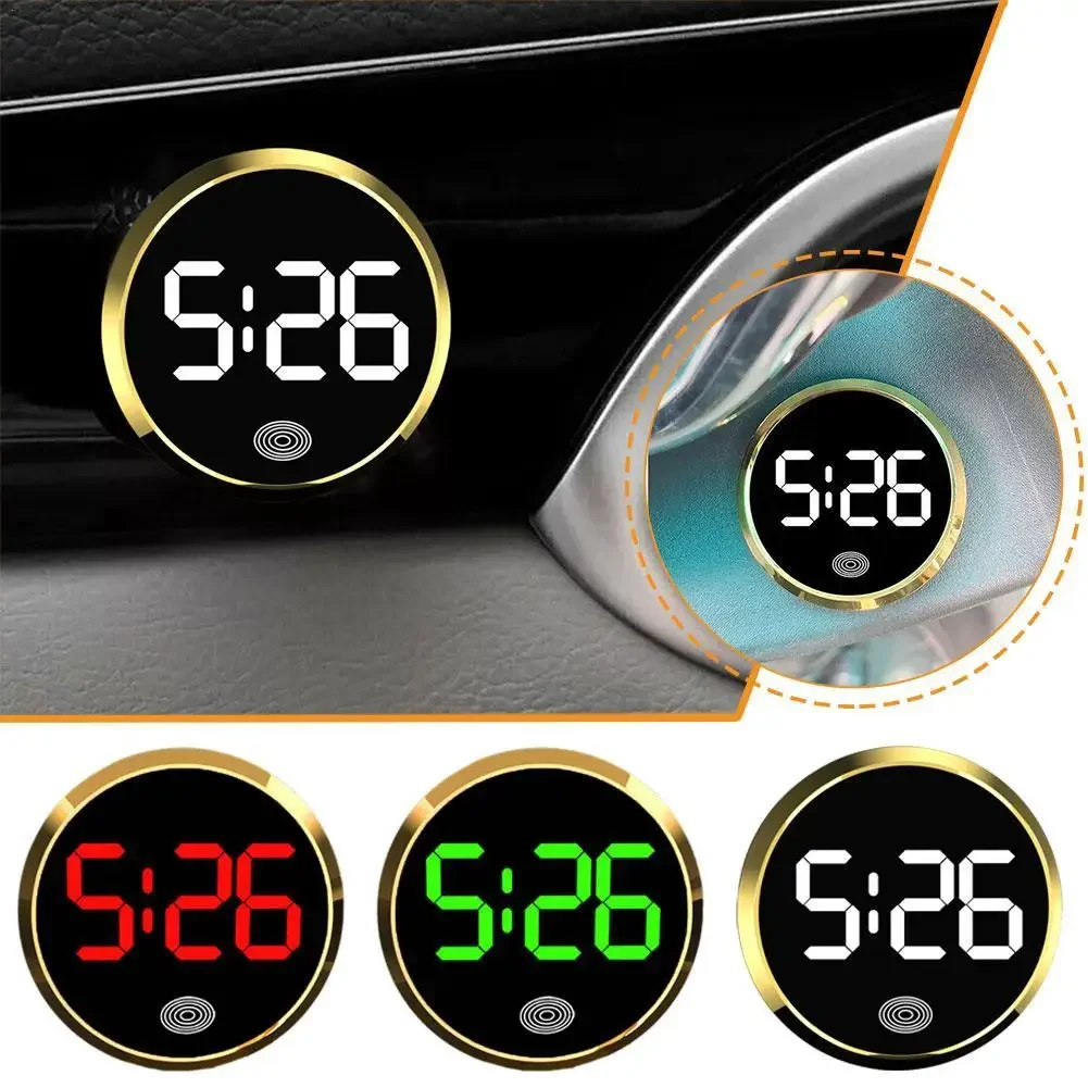 Mini Digital Clocks LED Car Clock Luminous Automobiles Internal Stick ...
