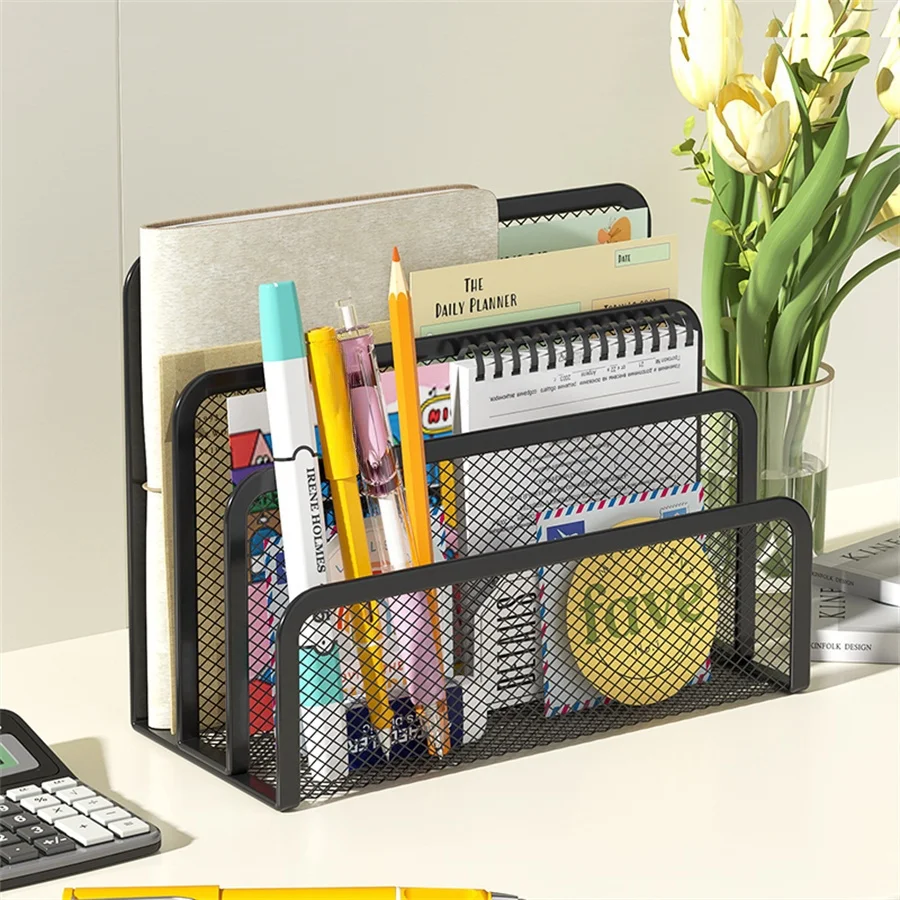 3-Layer Black Metal Mesh Desk Organizer – Crafting Corner