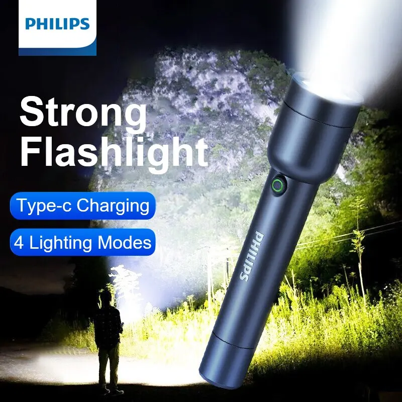 Philips Led Flashlight With Usb C Charging 4 Lighting Modes Camping ...