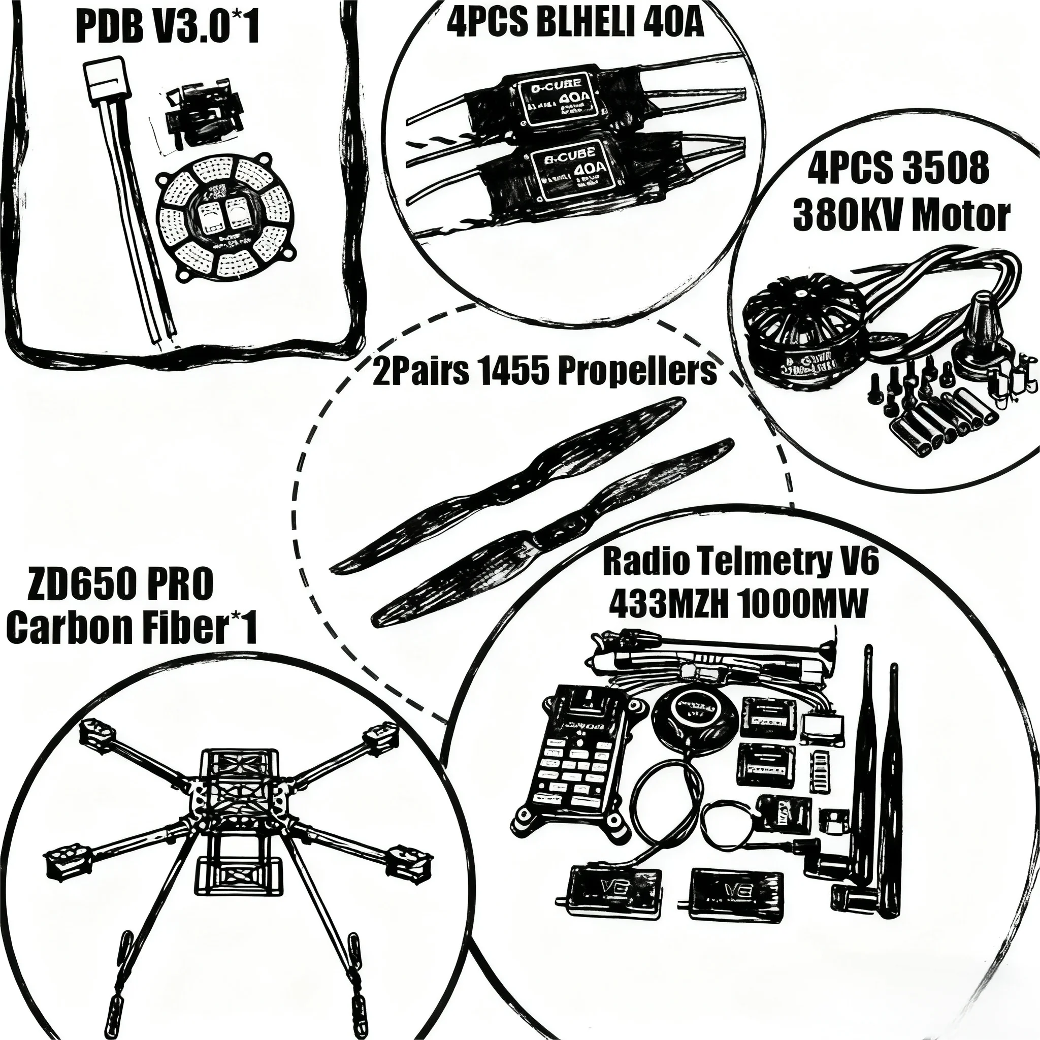 RCtoSky ZD650 PRO 650mm Ardupilot Pixhawk Carbon fiber Quadcopter Frame ...