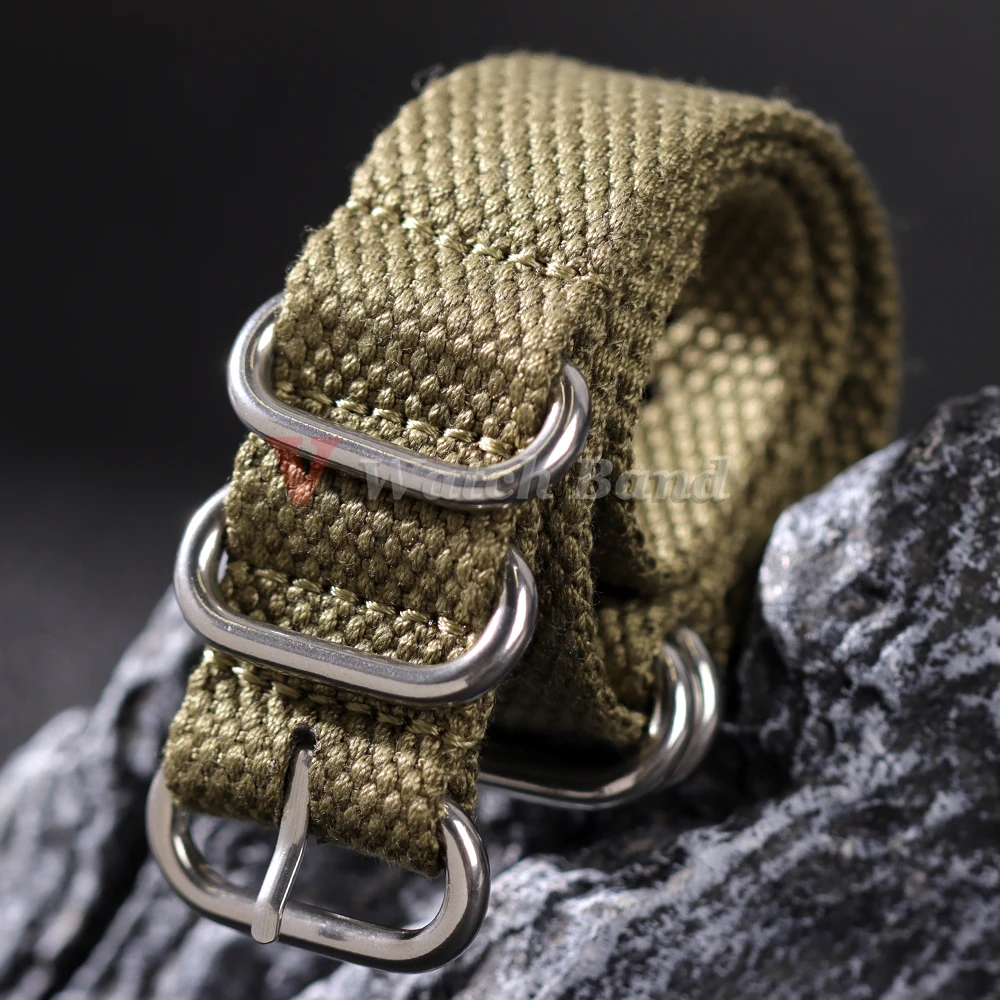 20mm 22mm High Quality Nylon Watch Strap Brown Military Army Green Band ...