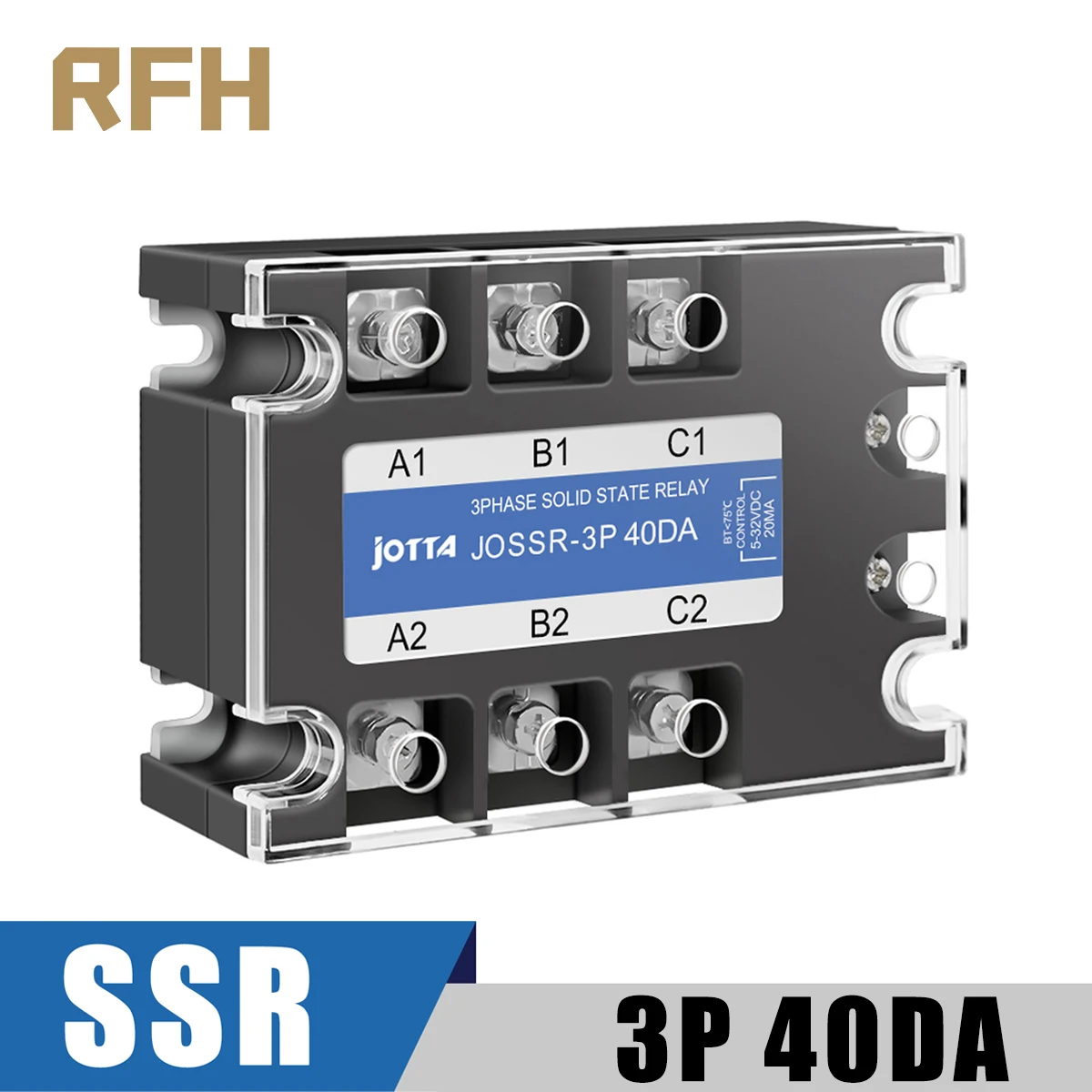 SSR 40DA 3 Phase 40A Three Phase SSR 3-32VDC Control 24-480VAC Solid ...