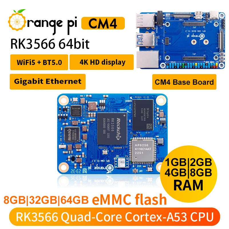 Orange-Pi-CM4-4GB-8GB-RK3566-WIFI5-BT5-Orangepi-CM4-1GB-2GB-RAM-8GB ...