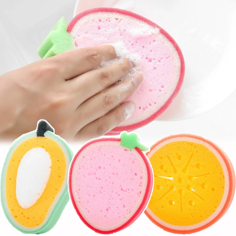 Household-Clean-Wash-Dish-Cup-Sponge-Fruit-Thickened-Sponge-Wipe-Fruit ...