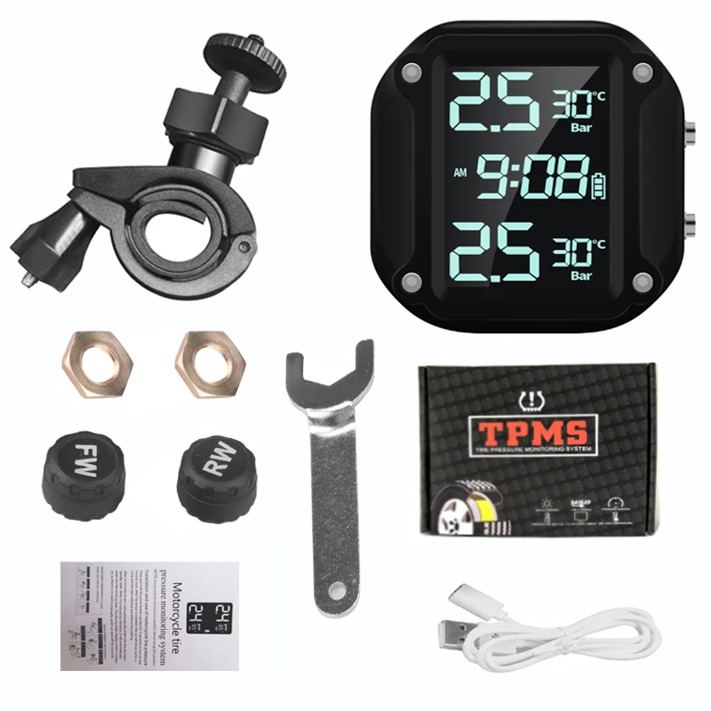 Motorcycle TPMS Motor Tire Pressure Tyre Temperature Monitoring Alarm ...
