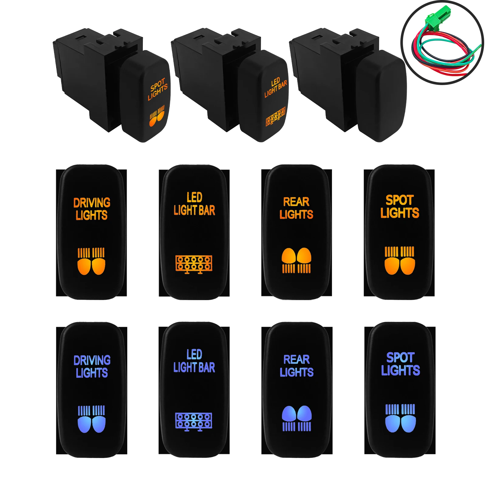 12V Car Push Button Orange / Blue Led ON OFF Push Button Switch For ...