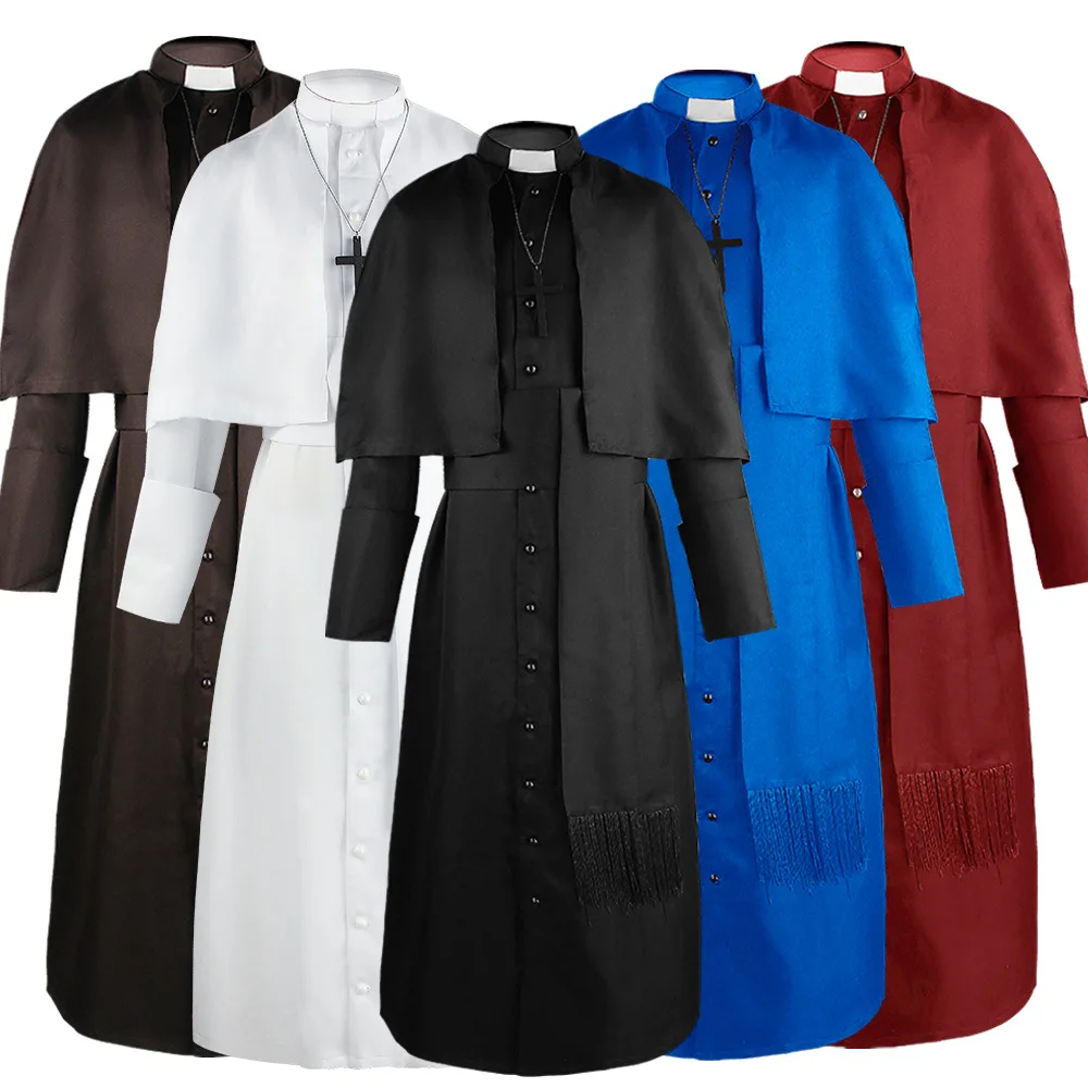 Medieval solid colour godfather priest cos costume Halloween priest ...