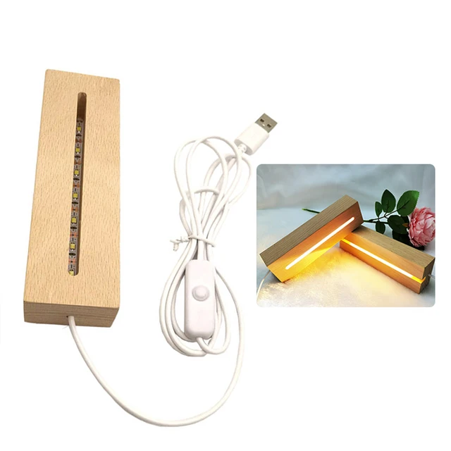 Rectangle Solid Beech Wooden LED Base for Resin Letter Lamp Acrylic ...