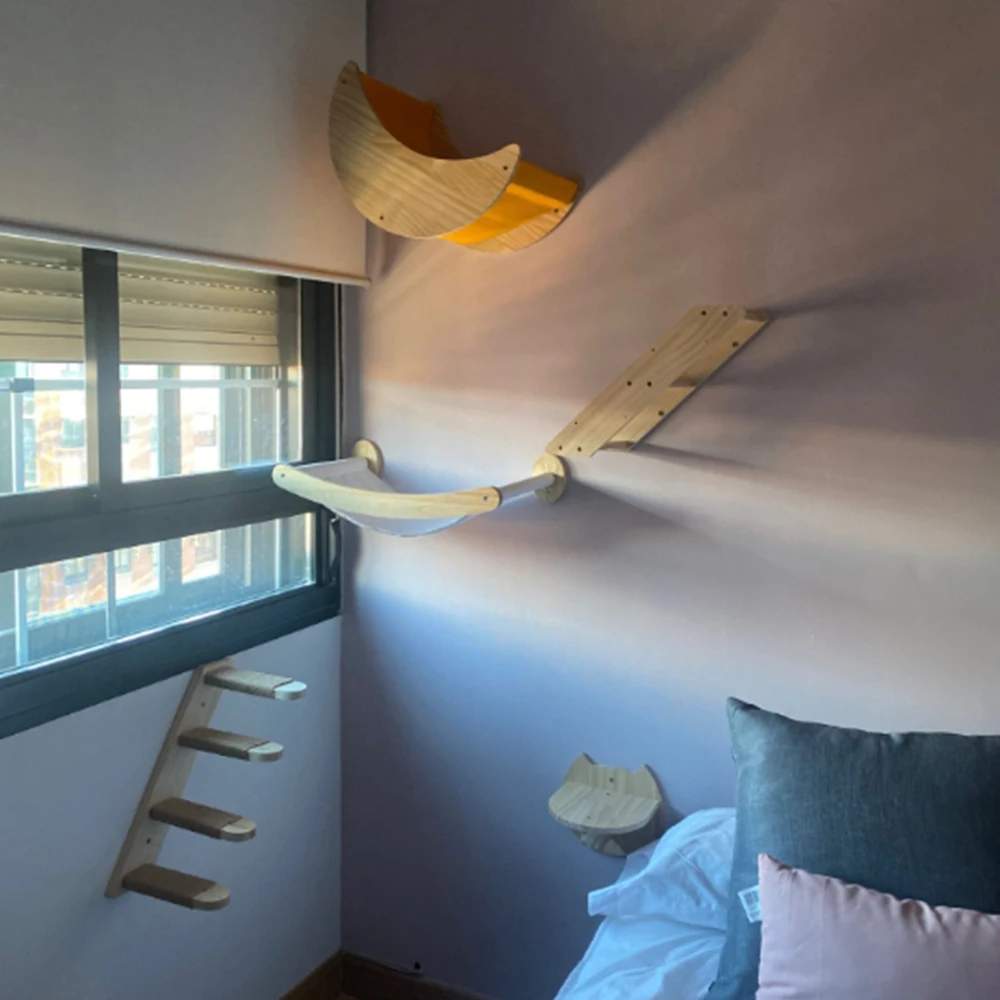 1-Piece-Wall-Mounted-Cat-Climbing-Cat-Stairway-Cat-Tree-Tower-and ...
