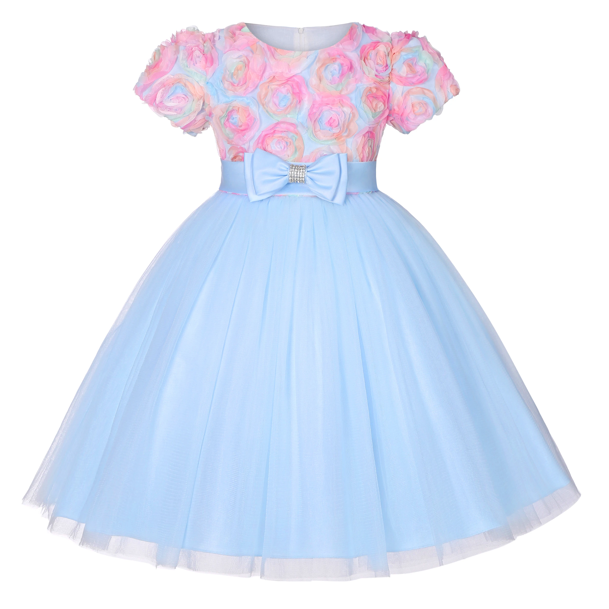 Children's new floral mesh pommel dress Little girl birthday party ...