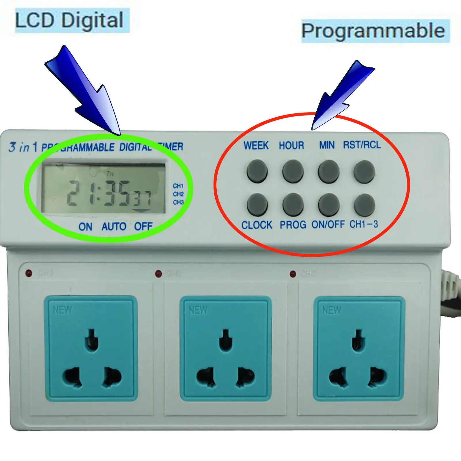 Digital LCD Display UK Plug - In Programmable Timer Switch Socket 24hr 7-Day - AliExpress