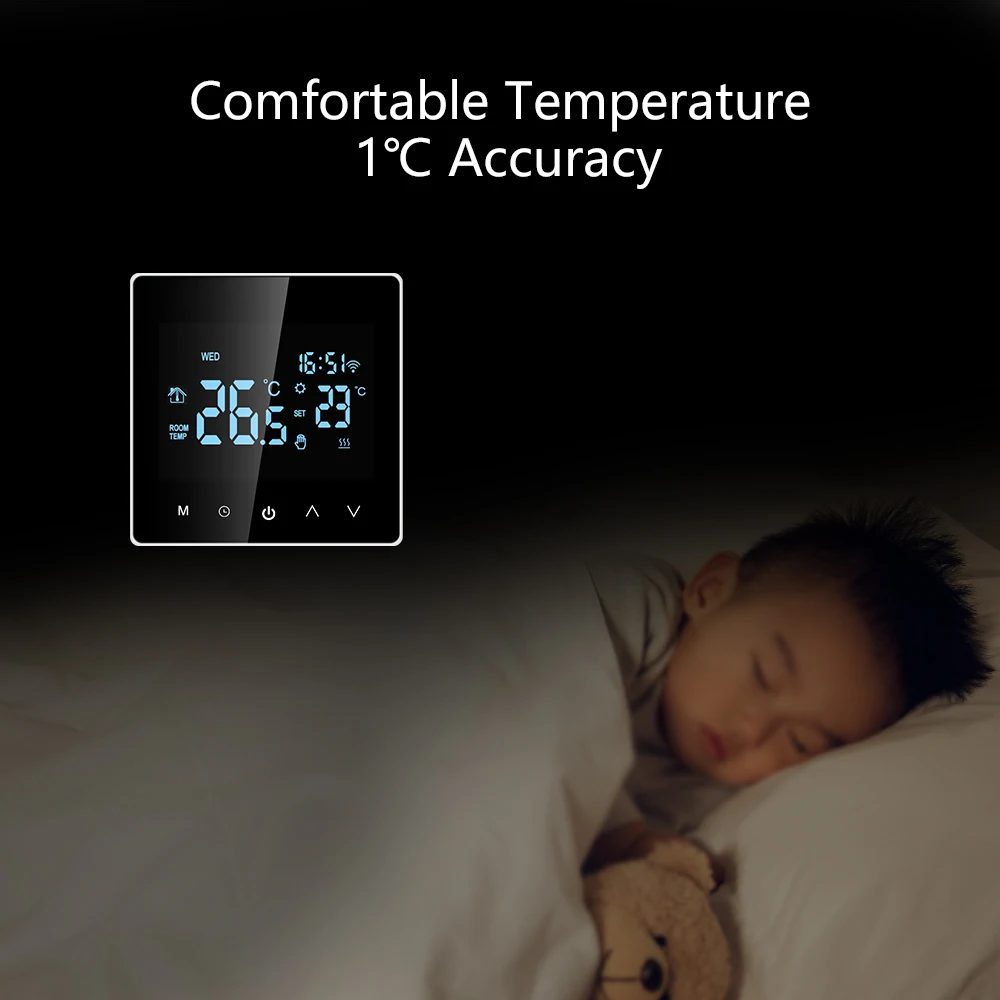 Thermostat Régulateur,Thermostat Wifi intelligent Tuya,chauffage électrique au sol,chaudière à ...