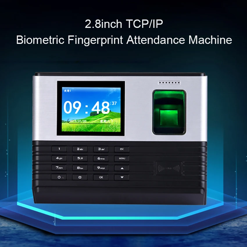 2.8inch TCP/IP/WIFI Biometric Fingerprint Attendance Machine RFID Employee Check-in System Time ...