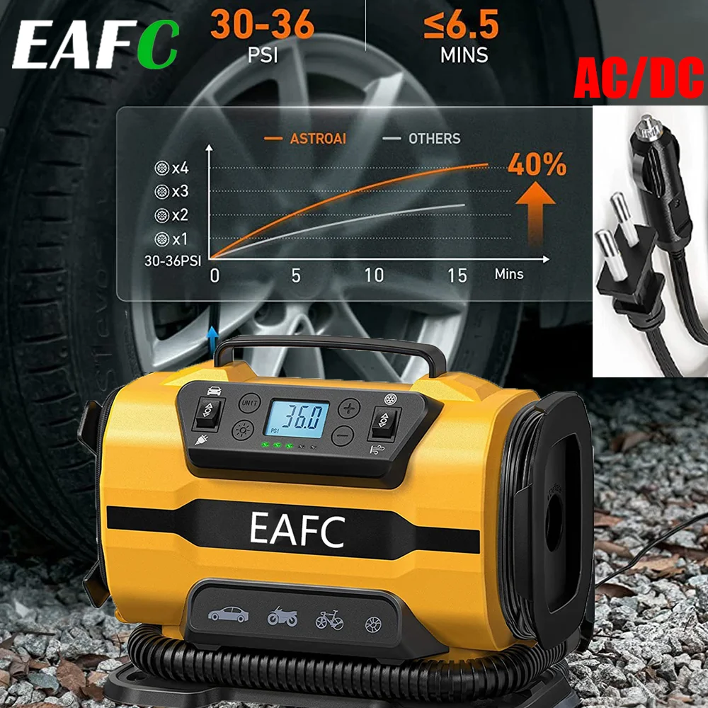 EAFC AC 110V-230V Inflation Pump DC 12V Dual Power Car Air Compressor ...