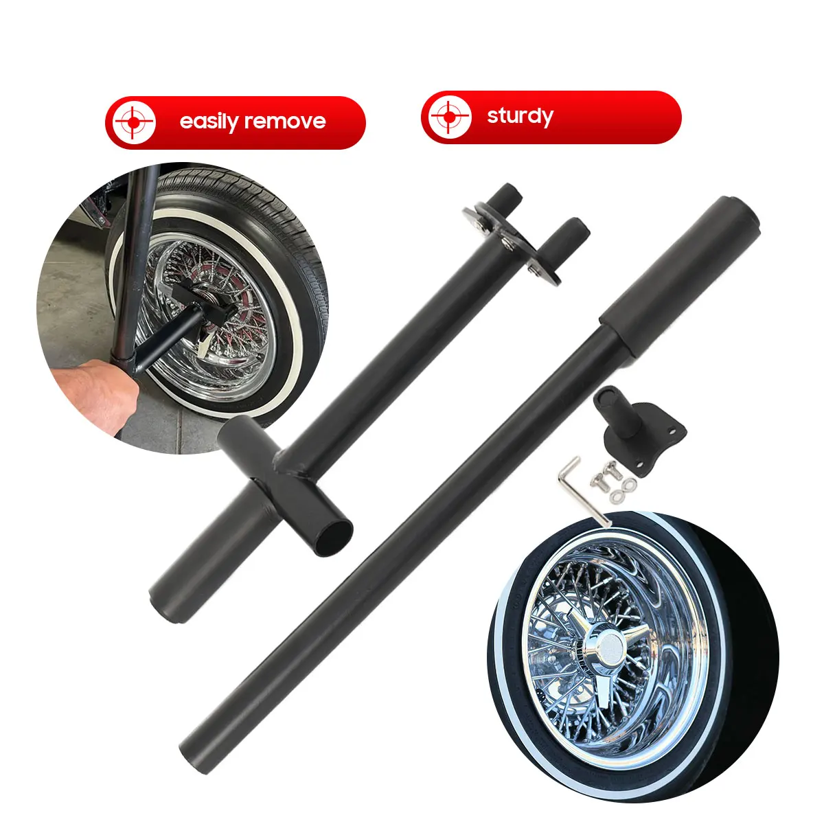3 Bar Lowrider Wire Wheel Knock Off Tool with Bar Suitable for Dayton ...
