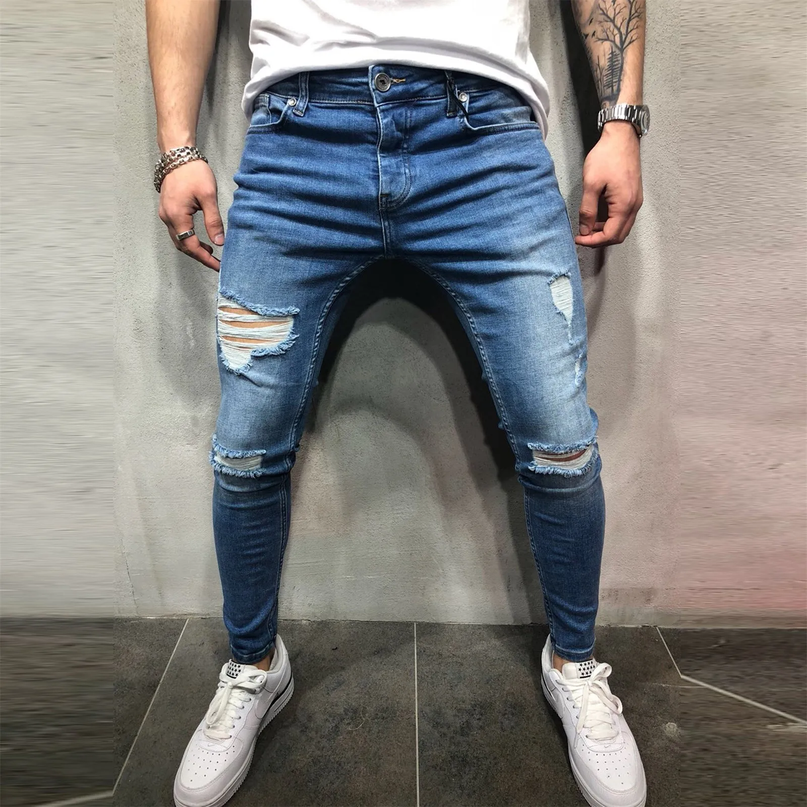 Pantalones Elásticos Rasgados para Hombre – LydaMarket