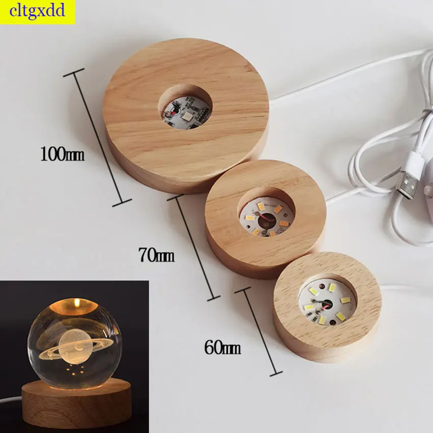 Wood Light Base Rechargeable Remote Control Wooden LED Light Rotating ...