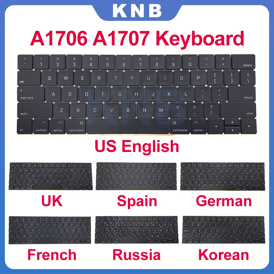 New Us Uk Spain French Russian Korean A1707 A1706 Keyboard For Macbook ...