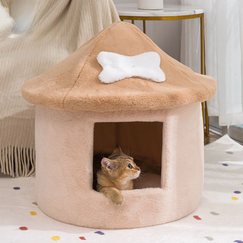 Bone-Yurt-Cat-Litter-Bed-Dog-Nest-Winter-Net-Red-Warm-Cat-Litter-Mat ...