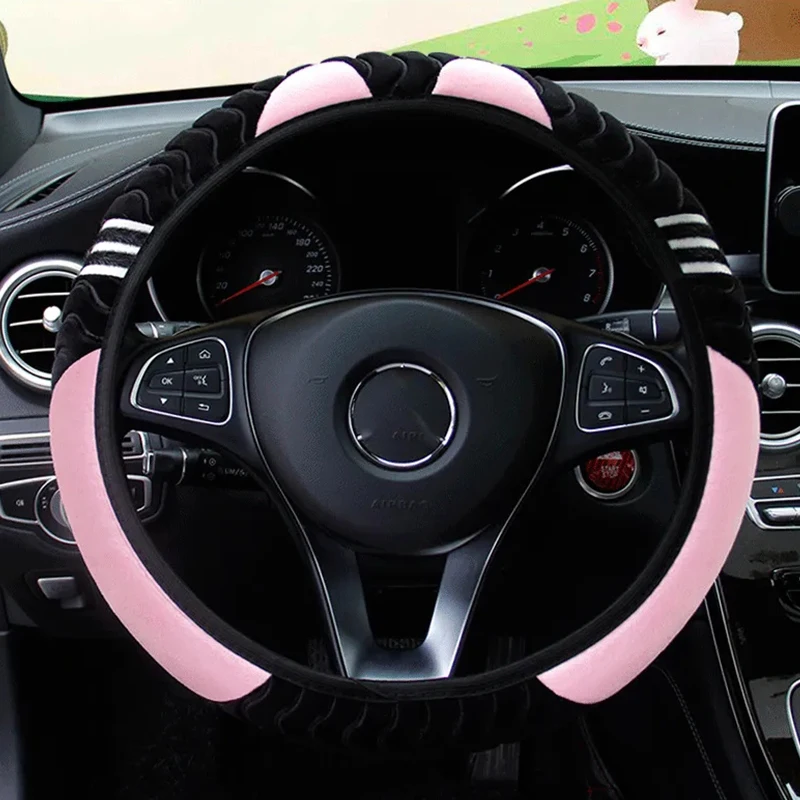 Car-Steering-Wheel-Cover-Plush-Little-Cute-Monster-38cm-Elastic-Warm ...