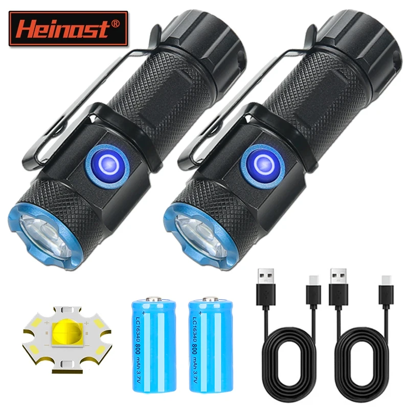 Super Bright Mini P50 Flashlight With Pen Clip And Tail Magnet,16340 ...