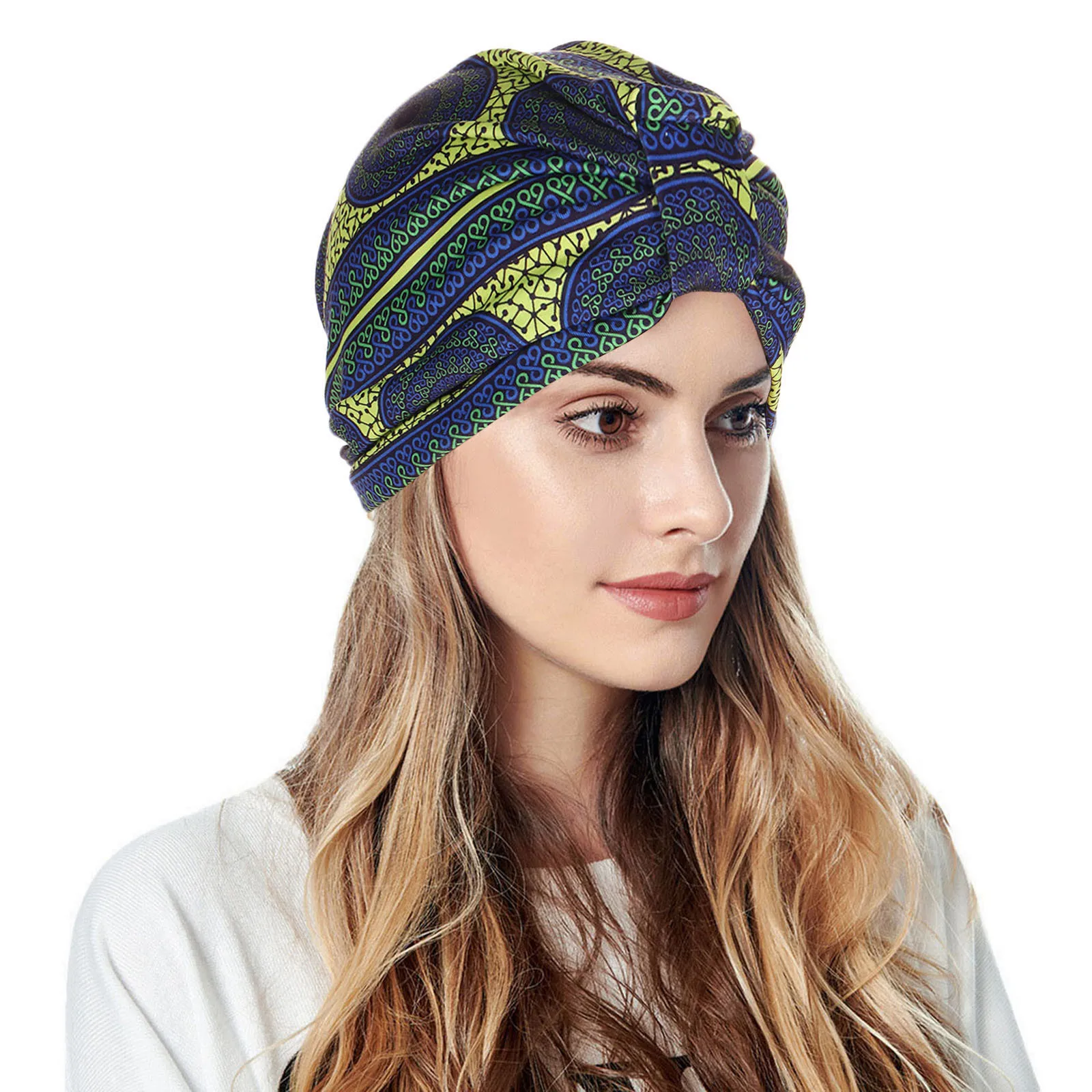 여성 매듭 패션 Pleated Turban 모자 비니 이슬람 여성 Turban 아프리카 패턴 매듭 Headwrap 패션 따뜻한 두건 모자 2022| | - AliExpress