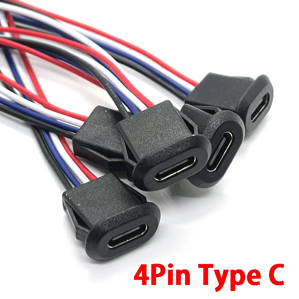 4Pin USB-C Type Waterproof USB Connector Direct compression female base ...