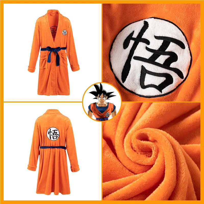 Dragon Ball Son Goku Flannel Robe Dressing Gown Men boy Warm Soft ...