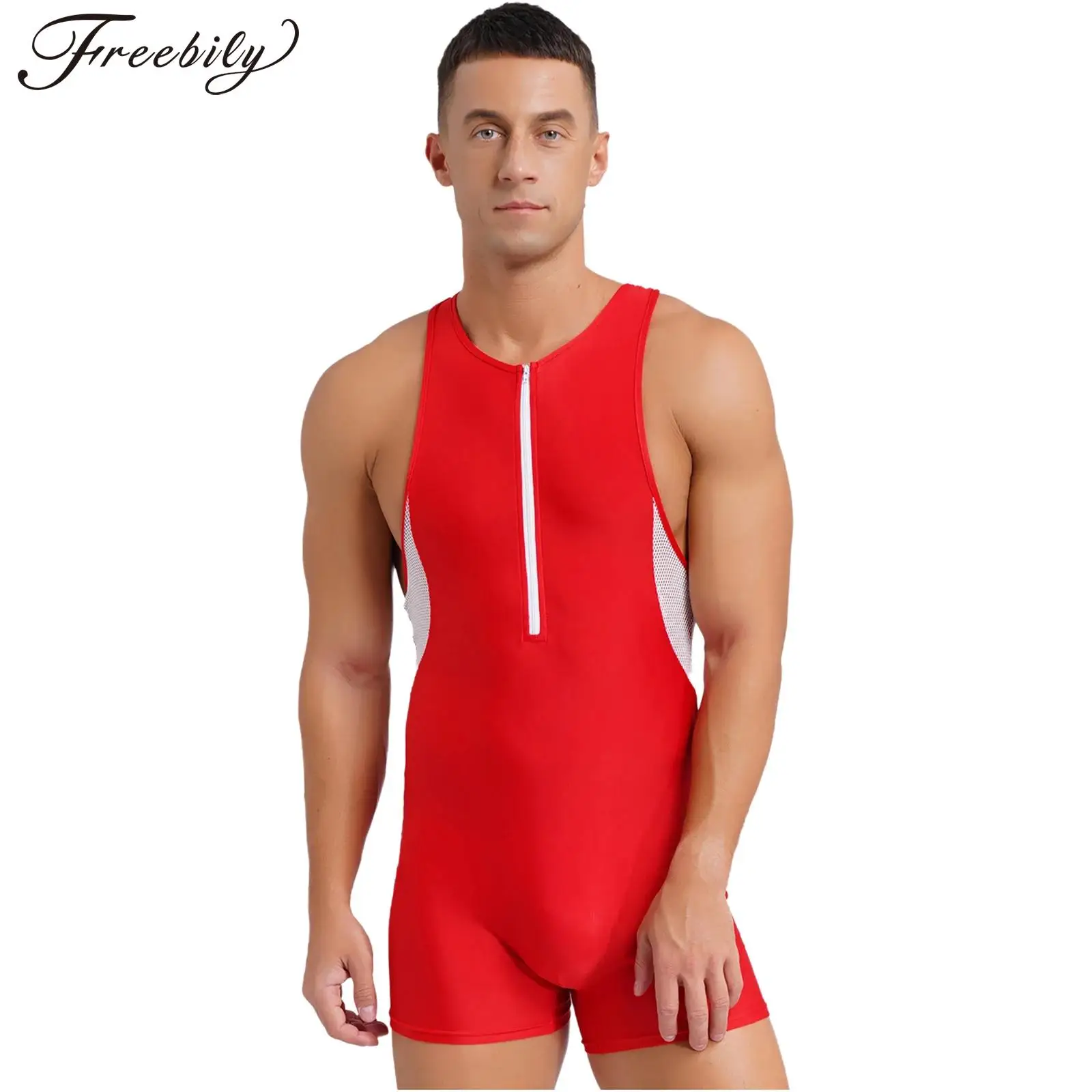 Mens-Hollow-Out-Mesh-Zipper-Jumpsuit-Sleeveless-Bodysuit-Swimsuit-for ...