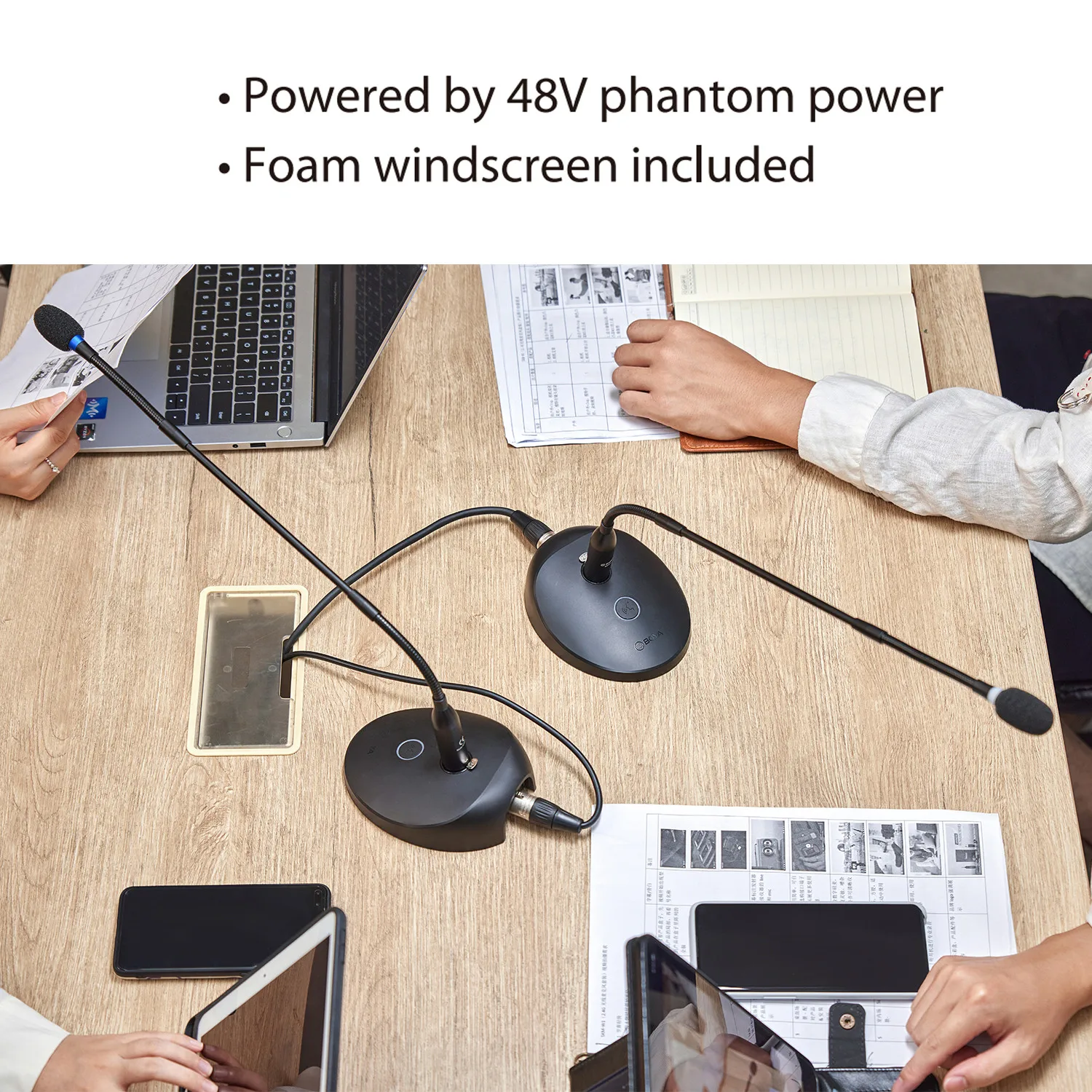 するご BOYA Desktop Gooseneck Condenser Microphone 18" Podium Microphones ...