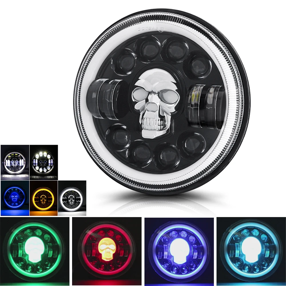 Oprah-1X-Universal-7-Inch-Car-Motorcycle-LED-Headlight-RGB-Skull-led-H4 ...
