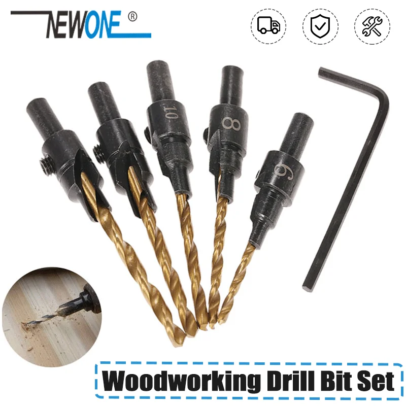 4pcs-5pcs-Woodworking-Countersink-Drill-Bit-Set-Quick-Change-Screw ...