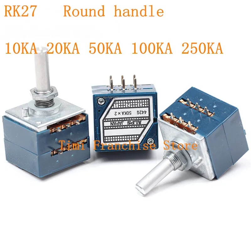 1PCS-100-NEW-ALPS-RK27-Volume-LOG-Stereo-Potentiometer-2-gang-Dual-RK27 ...