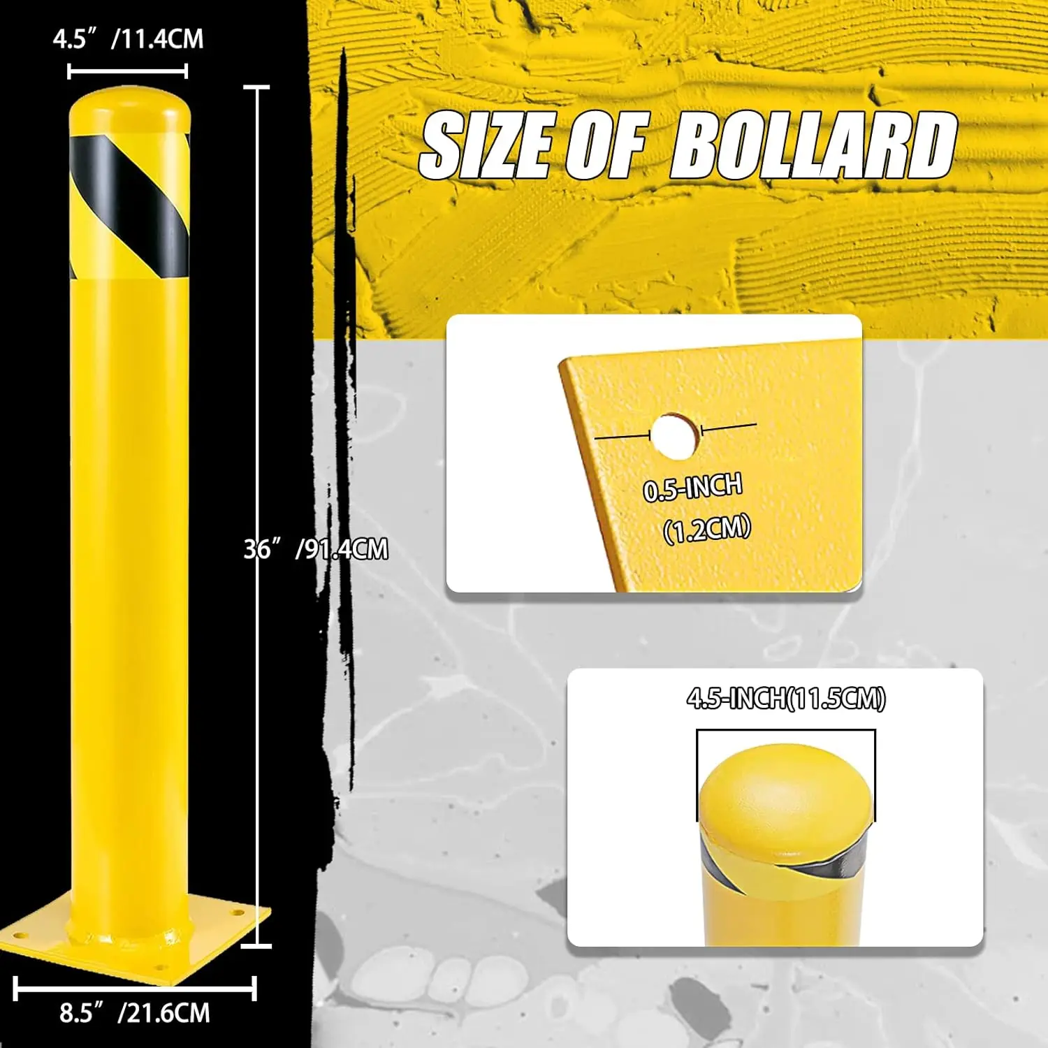 Safety-Bollard-Post-36-Inch-Height-Steel-Bollards-2-99-Inch-Diameter ...