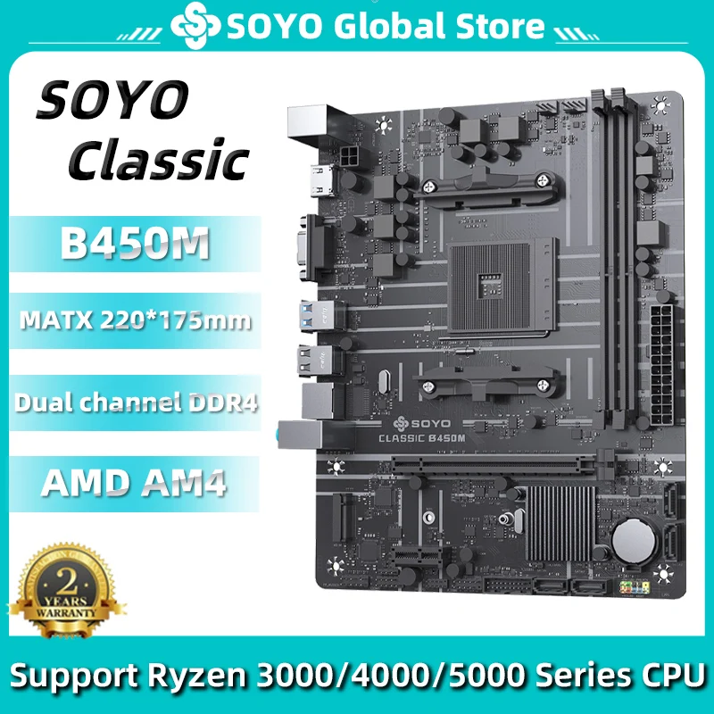 SOYO Classic B450M Motherboard Dual-channel DDR4 Memória 4 * USB 3.2Gen1 AM4 Motherboard M.2 ...