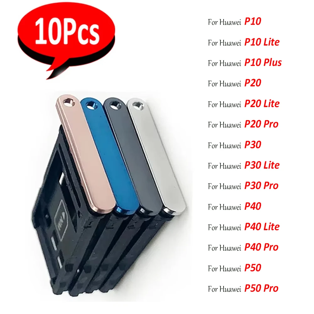 10Pcs，New SIM Card Tray Chip Slot Holder Adapter Accessories For Huawei ...