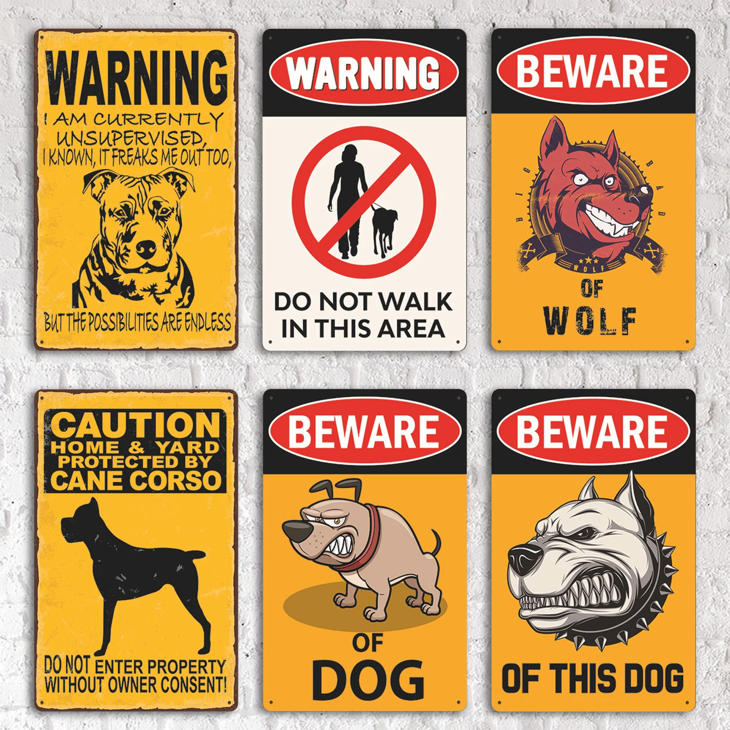 Warning-dog-metal-tin-signs-vintage-poster-beware-of-dog-retro-tin ...