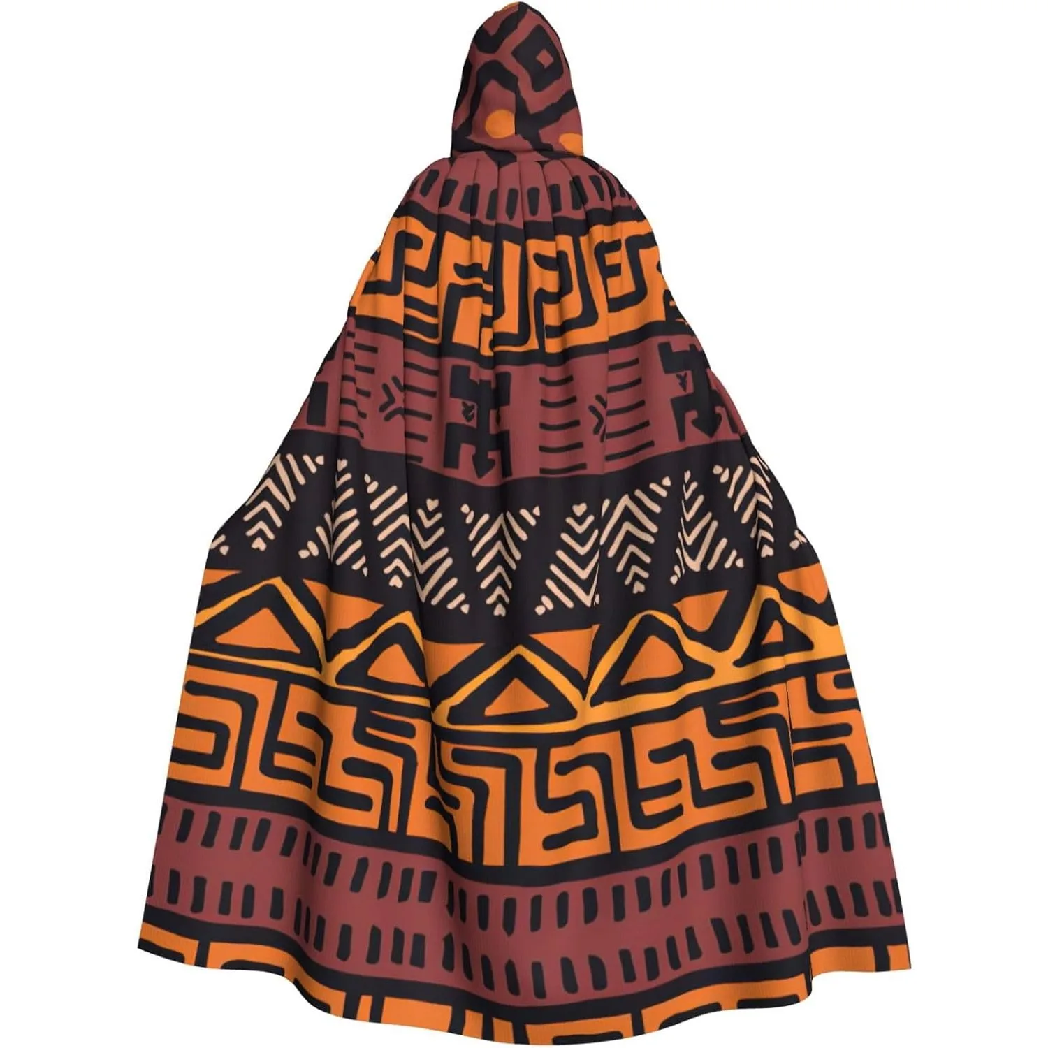 African Mud Cloth Tribal print Adult Hooded Cape Carnival Festival Cape ...