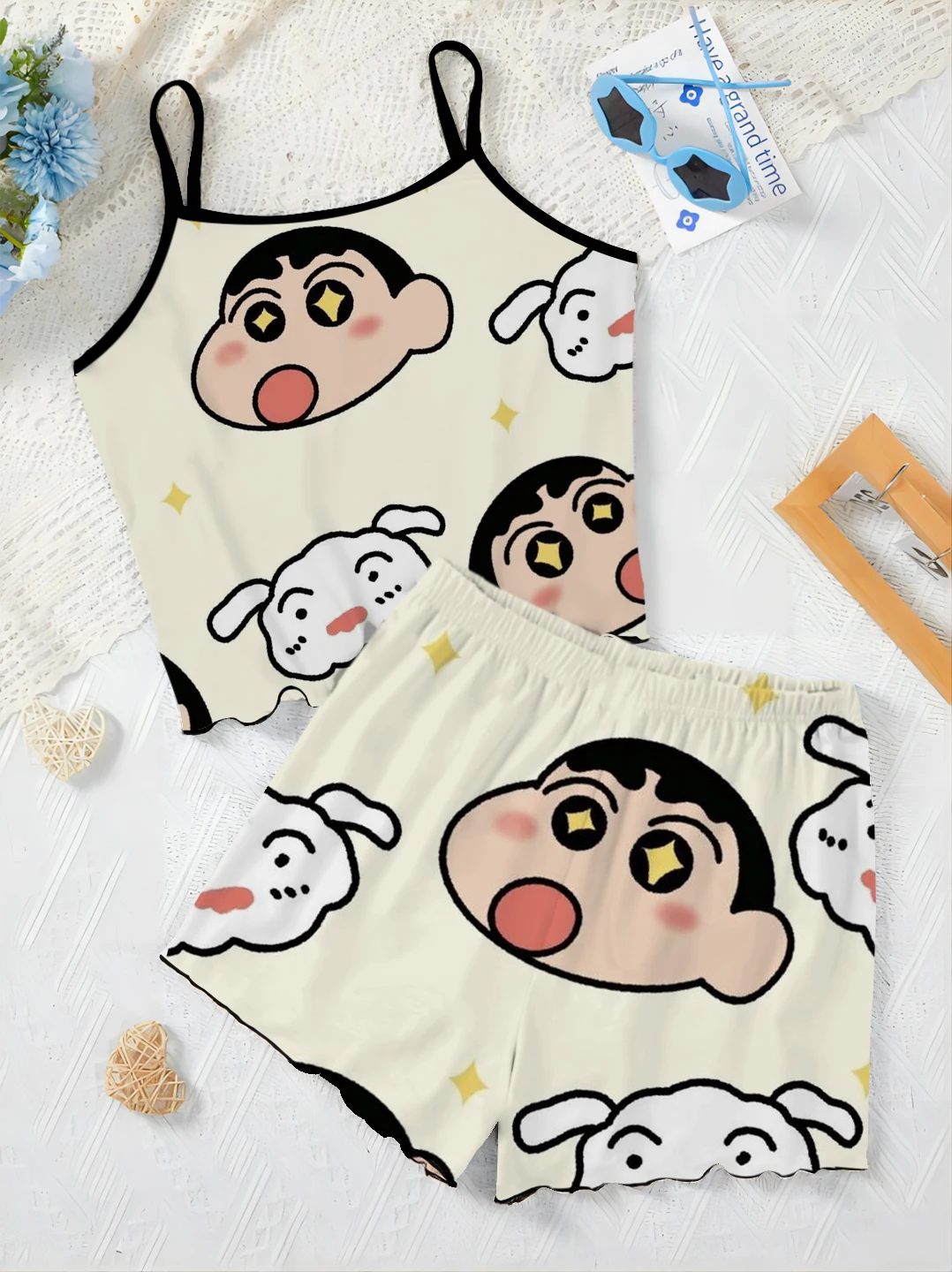 Elegant-Women-s-Sets-Slip-Dress-Crayon-Shin-chan-Top-Pajama-Skirt ...